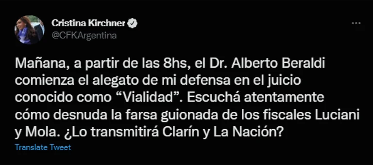 Comenzó El Alegato De La Defensa De Cristina Kirchner En La Causa